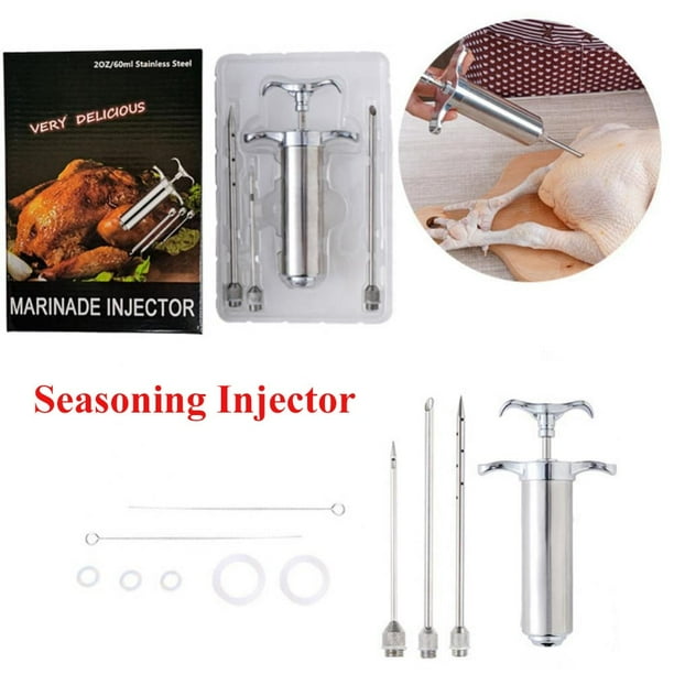 CNKOO Food Grade 3 Stainless Steel Needles Spice Syringe Set BBQ Meat ...