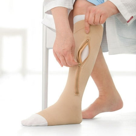 Jobst Ulcercare Stocking w/Left Zipper and Liners - 40 mmHg Beige X ...