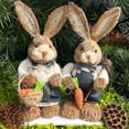 【A pair of 35cm straw rabbits】Handmade crafts, pastoral style ornaments ...
