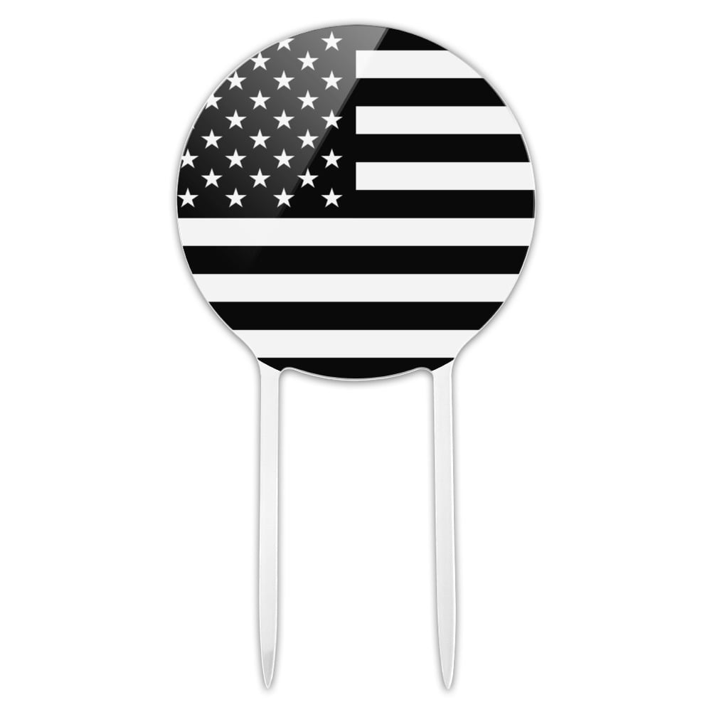 Acrylic Subdued American USA Flag Black White Military Tactical Cake ...