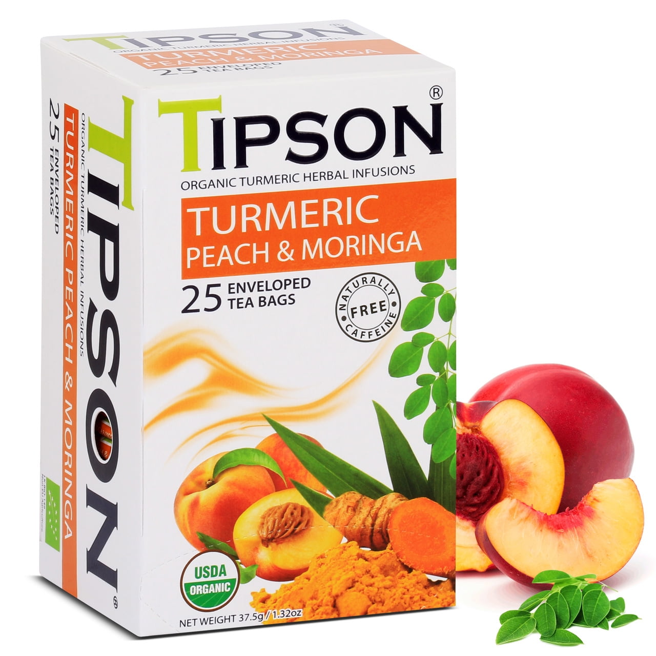 Tipson Organic Turmeric Caffeine Free Herbal Tea - Organic Moringa and ...
