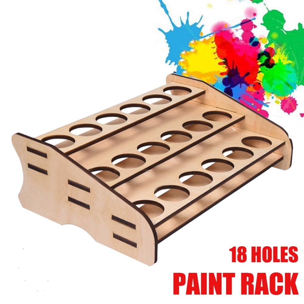 SagaSave Wood Paint Bottles Rack Paints Tool Organizer Case Tool Holder ...
