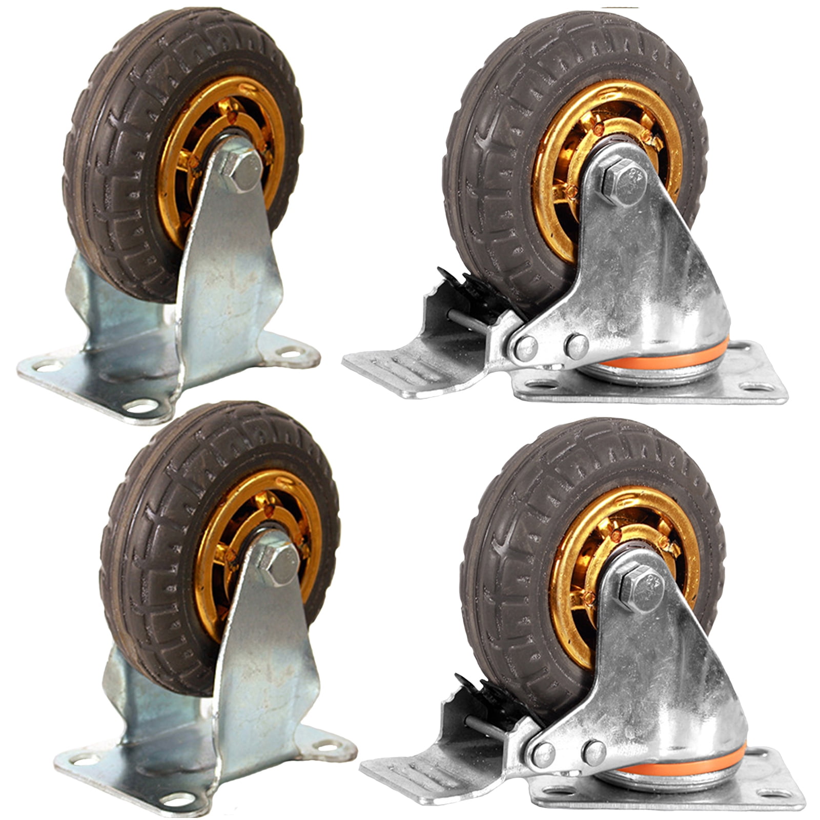 Ycvsad 5 inch Caster Wheels Heavy Duty casters Set of 4,Rubber Swivel ...