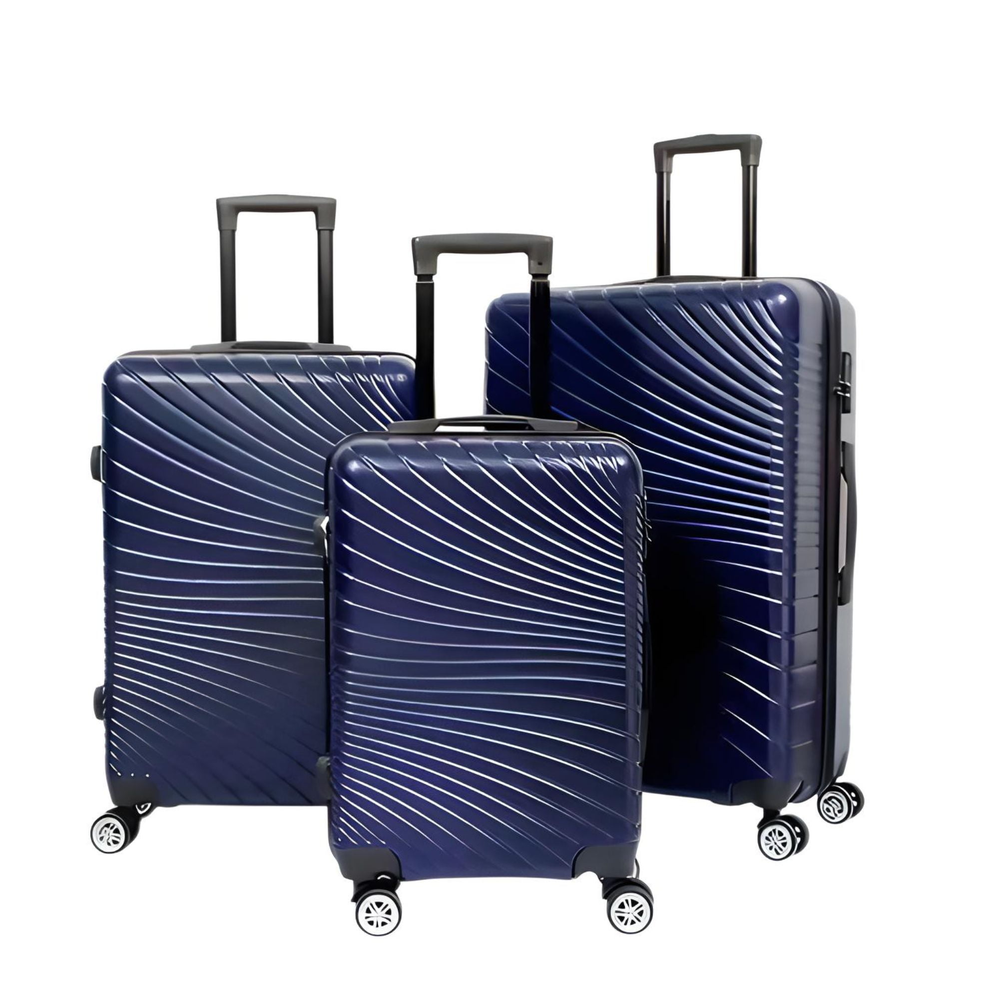 3-Piece ABS Hard Shell Luggage Set, 20"/24"/28" Suitcases with Spinner ...