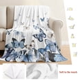 Blue White Butterflies Fleece Throw Blanket Pastoral Style Flying ...
