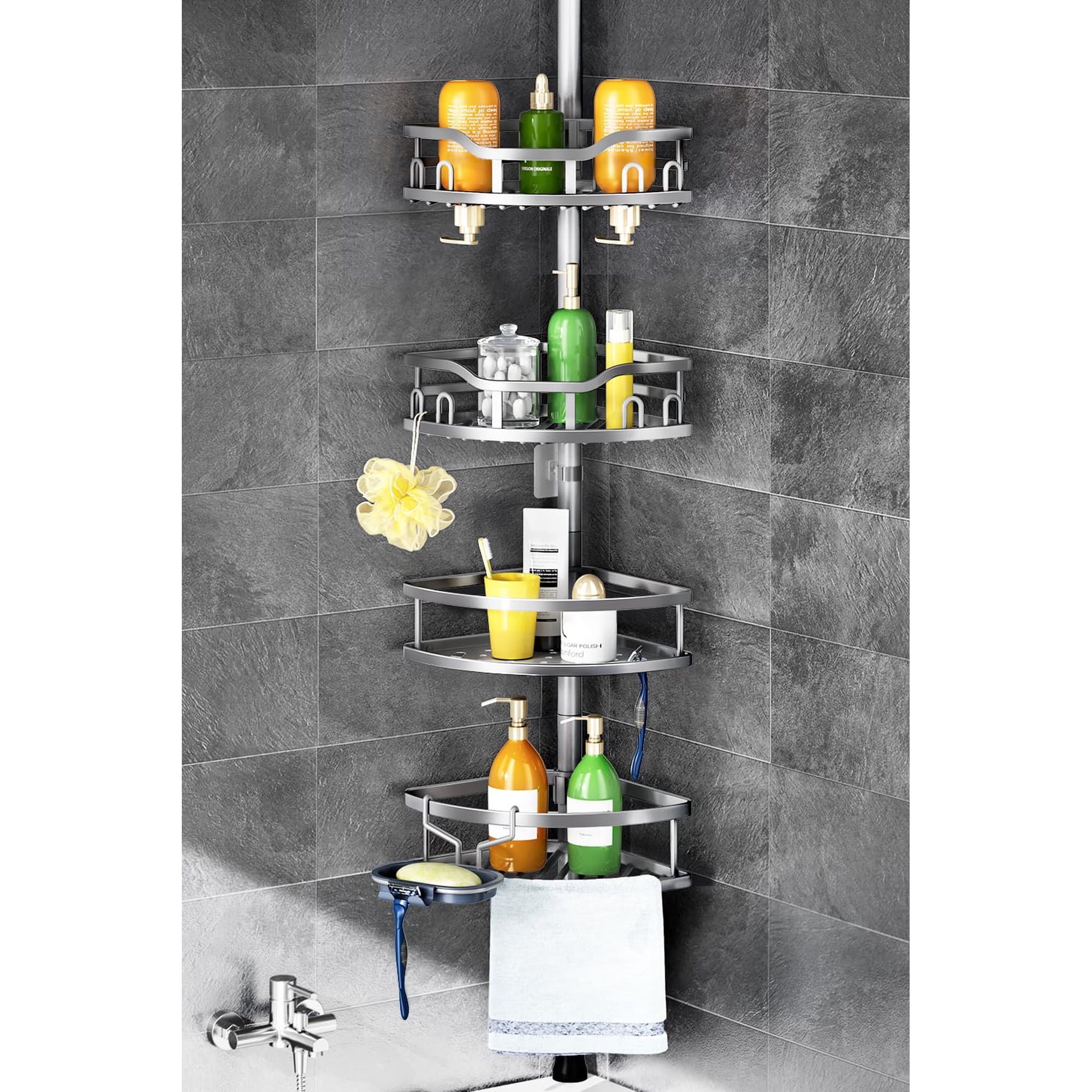 Click here for Miracdan Corner Shower Caddy With Tension Pole - 4... prices