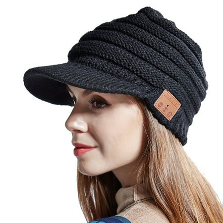 babydream1 Winter Knitted Peak Hat Bluetooth 5.0 Headphone Warm Cap ...