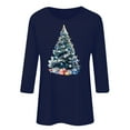 ClodeEU Womens Christmas Print Round Neck 3/4 Sleeve T Shirt ,Fashion ...