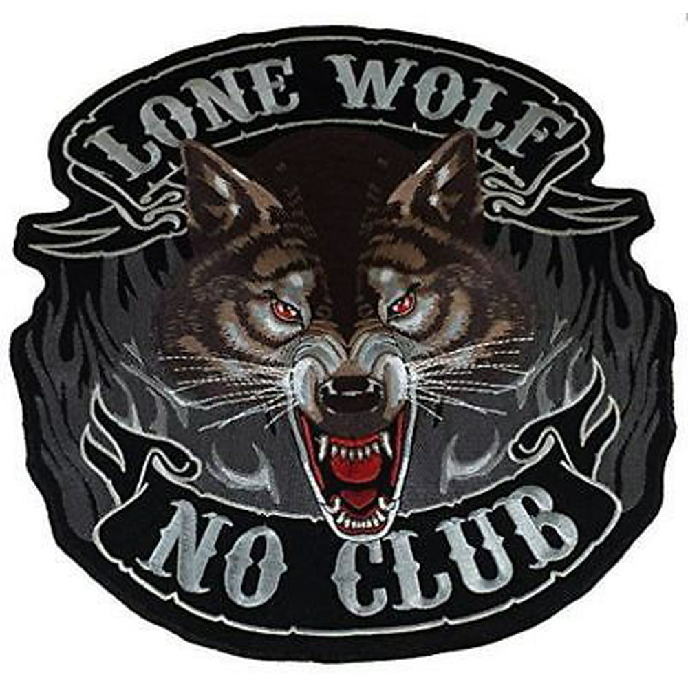 LARGE LONE WOLF NO CLUB BACK PATCH BIKE MC MOTORCYCLE REBEL FREE ...