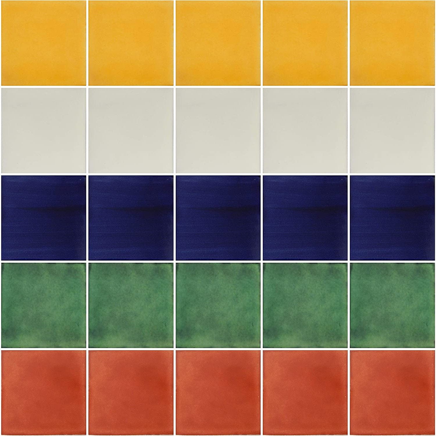 100 Hand Painted Solid Color Talavera Mexican Tiles 4"x4" - Walmart.com