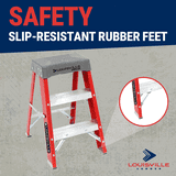 Louisville 2' Fiberglass Ladder, 300lb Cap, FS1502, SHOX Impact ...