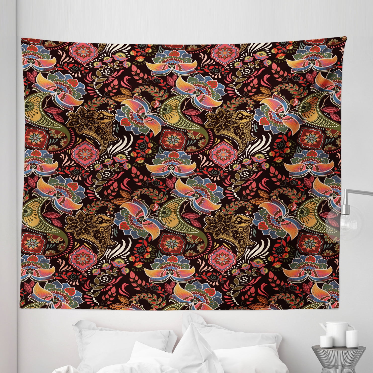 Jacobean Tapestry, Vintage Jumble in Warm Tones Floral Motifs Garden ...