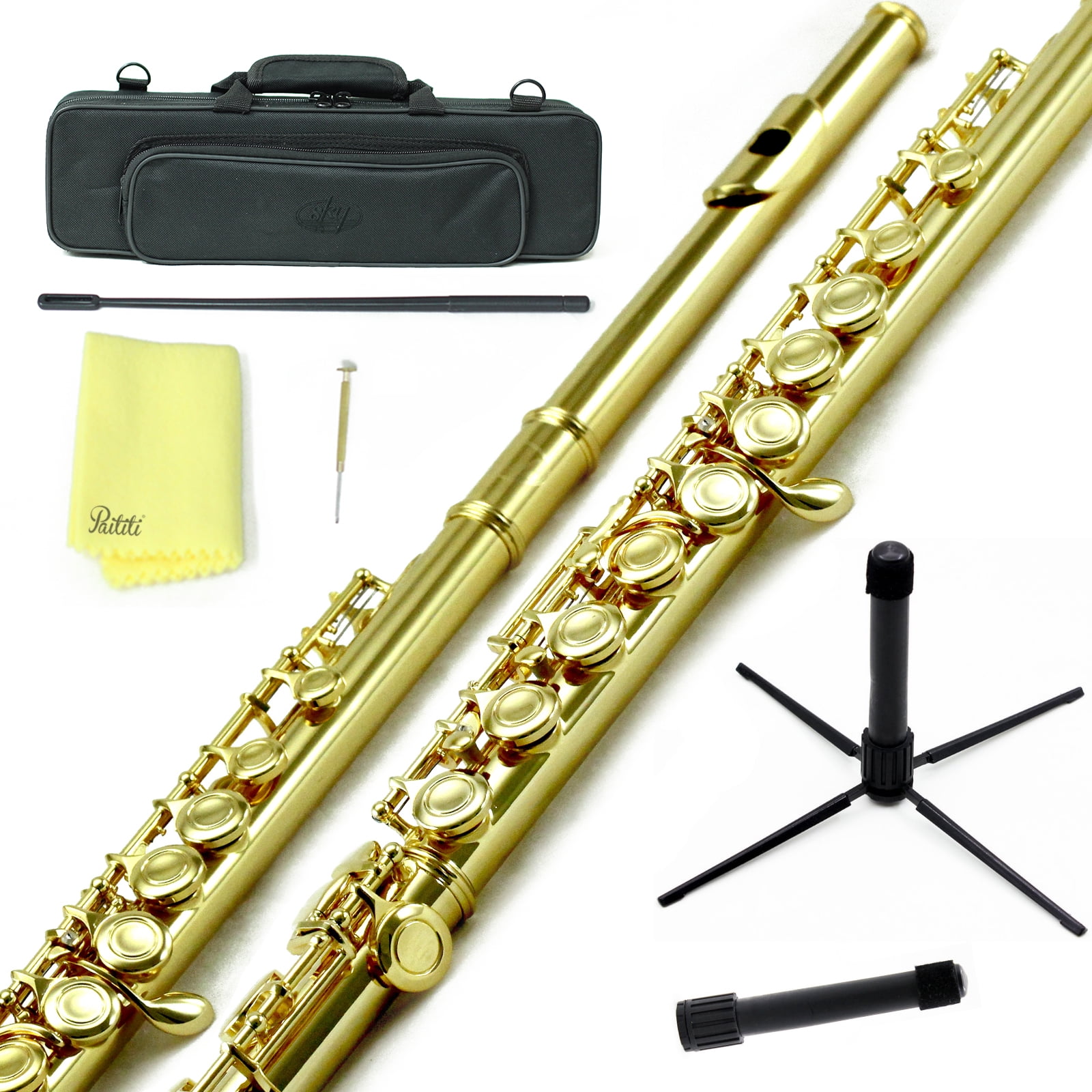 Sky Closed Hole C Flute with Lightweight Case, Cleaning Rod, Cloth ...