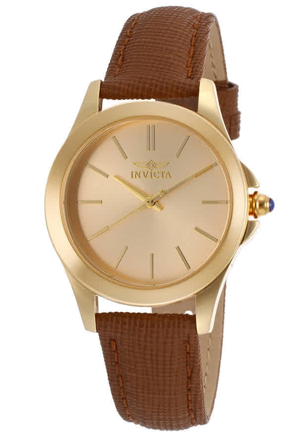 Invicta Angel Rose Gold Dial Brown Leather Ladies Watch 15150 - Walmart.com