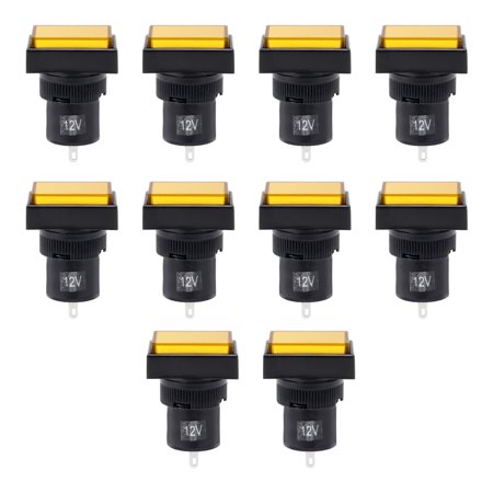 Indicator Lights AC/DC 12V, Rectangle Yellow Neon, Flush Panel Mount ...