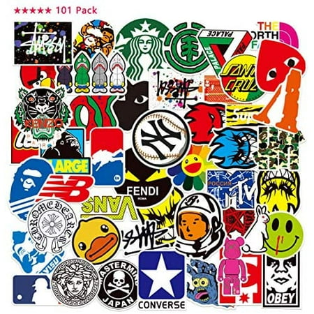 Cool Brand Skateboard Stickers | 101 Pcak | Larger Vinyl Waterproof ...