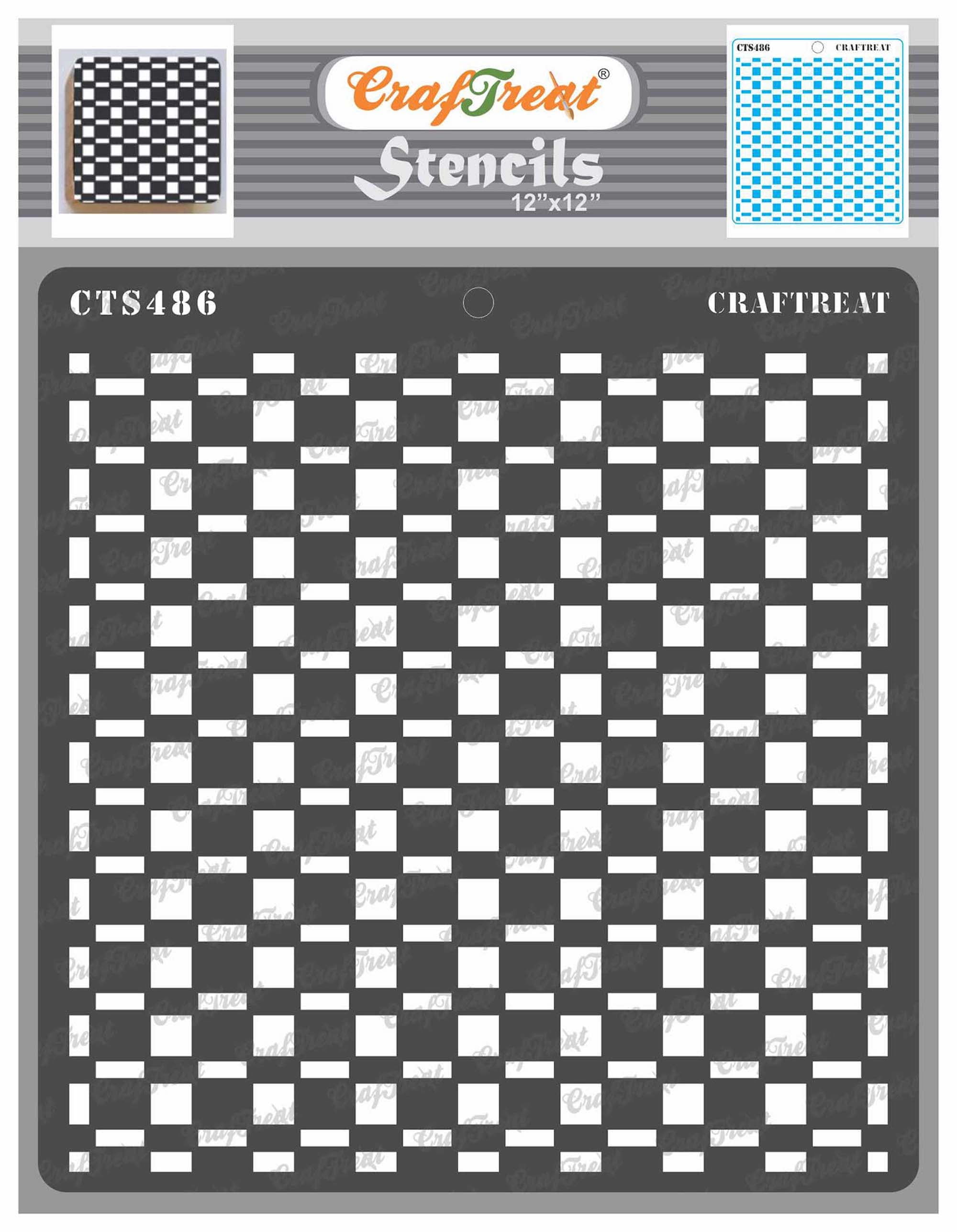 CrafTreat Checkered Stencil for Painting and Crafting - 12"x12 ...