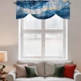 Blue Marble Tie Up Valances Curtain, Gradient Golden Texture Fluid ...