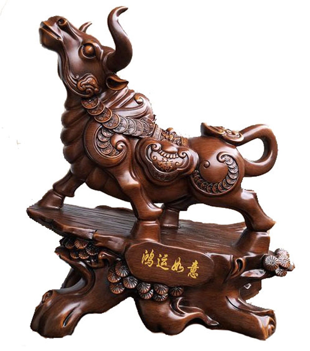 Feng Shui Big Brown Auspicious Ox Statue - Walmart.com
