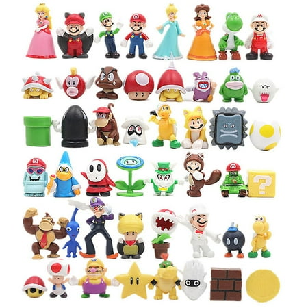 48pcs/set Super Mario Family Luigi Yoshi Bowser Wario Peach Toad Daisy ...