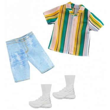 Barbie Fashions Pack: Ken Doll Clothes with Red & Black Tee, Shorts & 1 ...