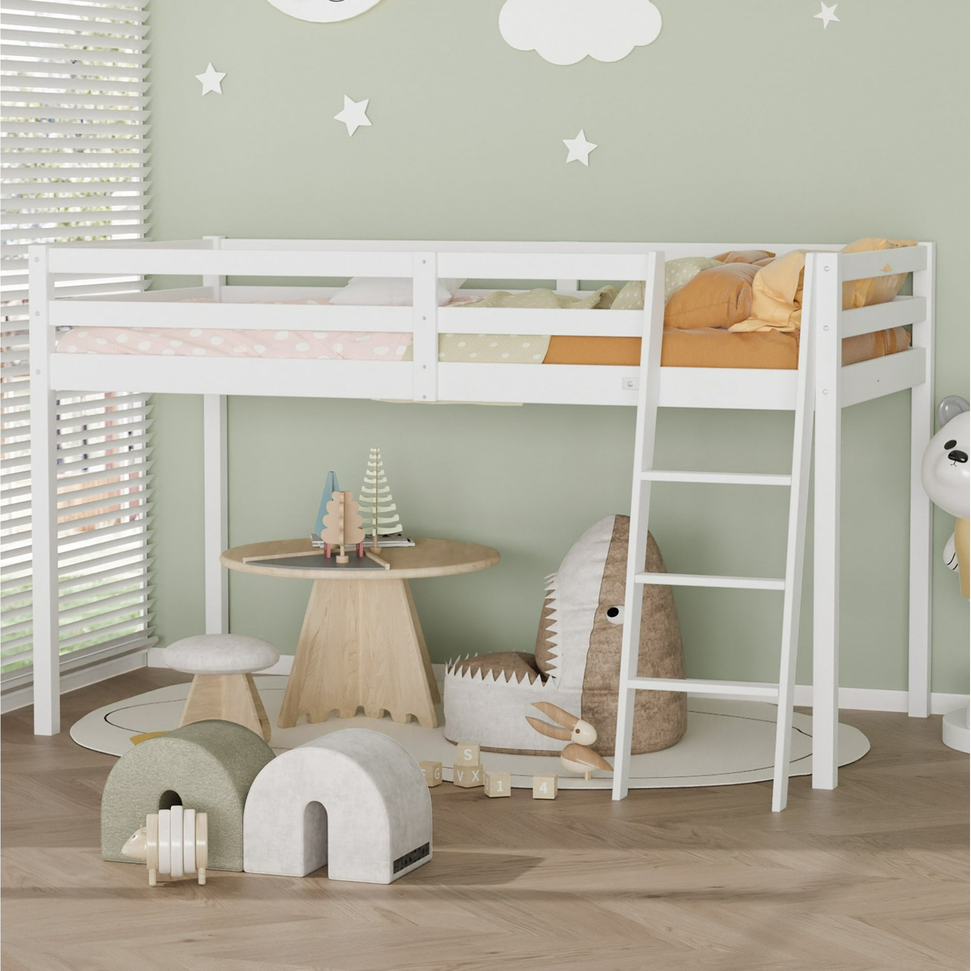 Click here for Ktaxon Full Size Junior Low Loft Bed With Stairs... prices