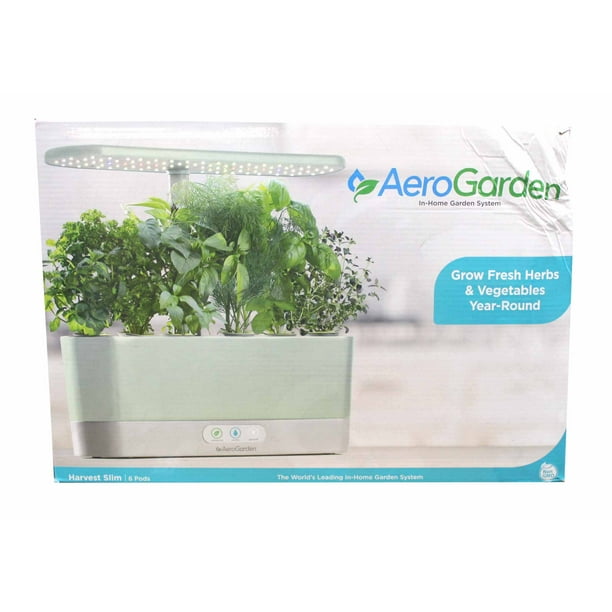 AeroGarden Harvest Slim 6 Pods Garden System Green (Distressed ...