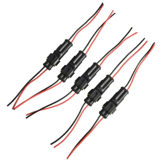10Pcs 5 Sets Waterproof Automotive Male Female Electrical Connectors 10CM 2P Male And Female ...