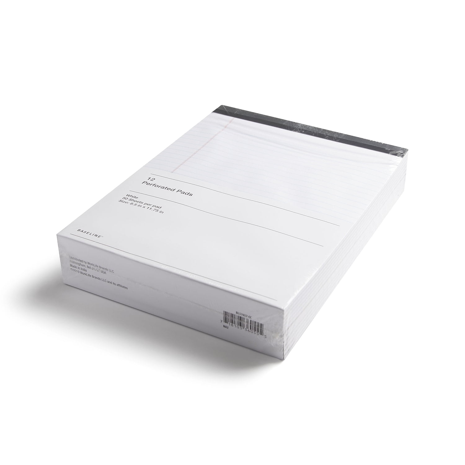 Staples Baseline Perforated Pad Letter Wide Rules White 50 Sheets/Pad ...