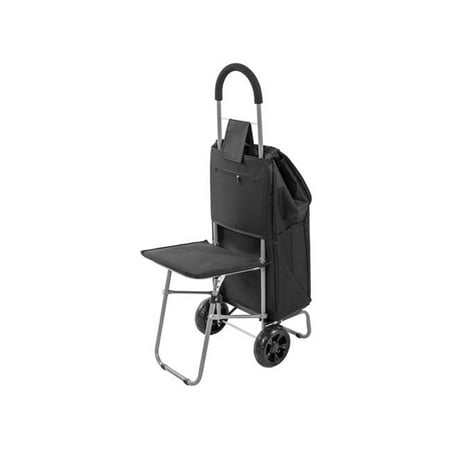 dbest products Trolley Dolly with Seat, Black Shopping Grocery Foldable ...