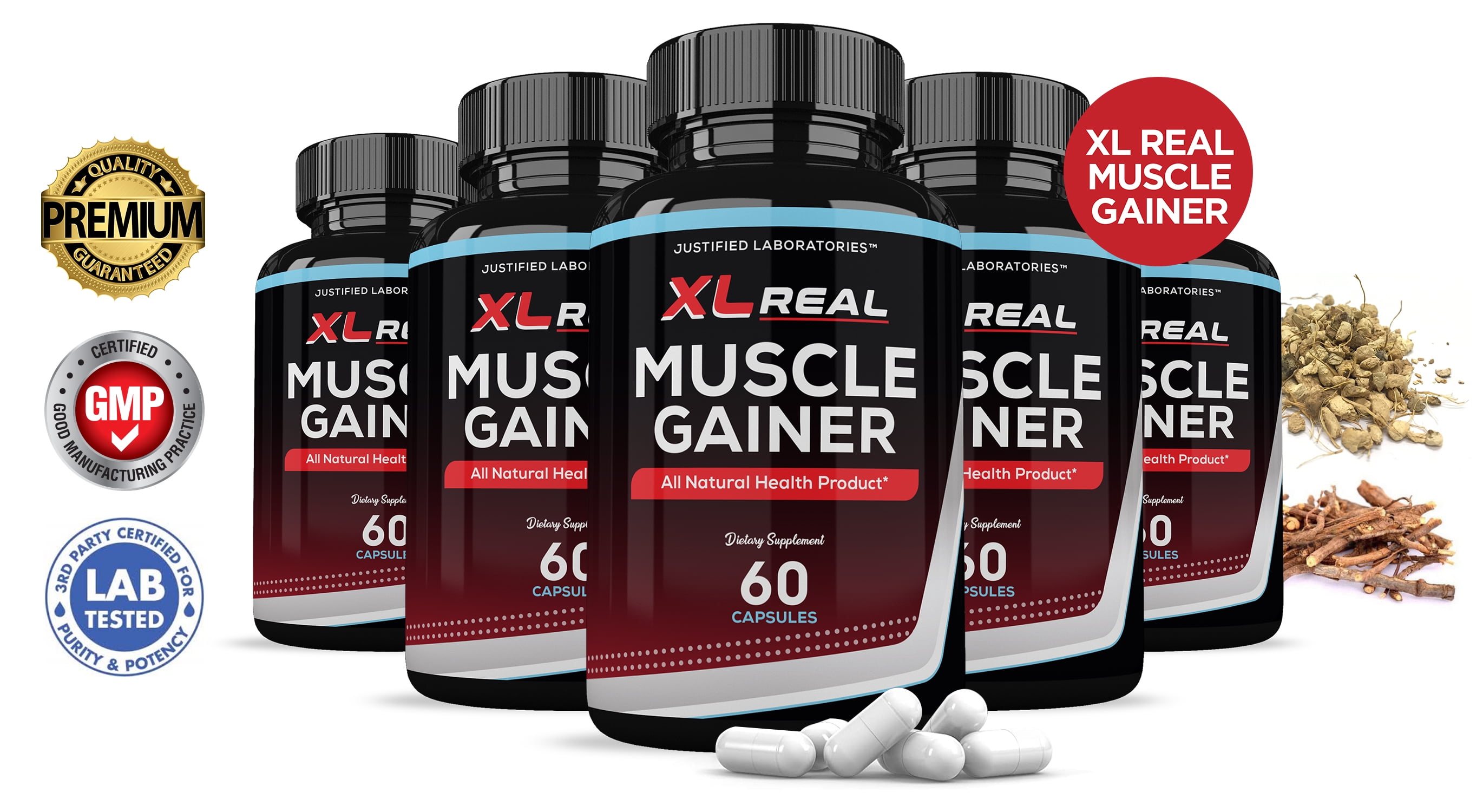 (5 Pack) XL Real Muscle Gainer Men’s Health Supplement 1484mg 300 ...