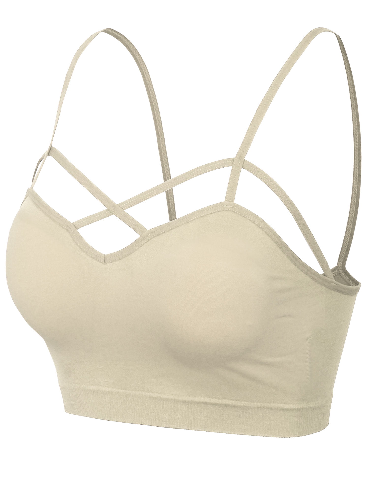 KOGMO Women's Seamless Criss-Cross Front Bralette with Removable Bra ...