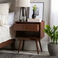 Walker Edison Mid Century Walnut Solid Wood Nightstand, Walnut ...