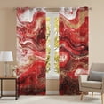 Abstract Fluid Sheer Curtains 90 Inch Long 2 Panels, Vintage Gold Red ...