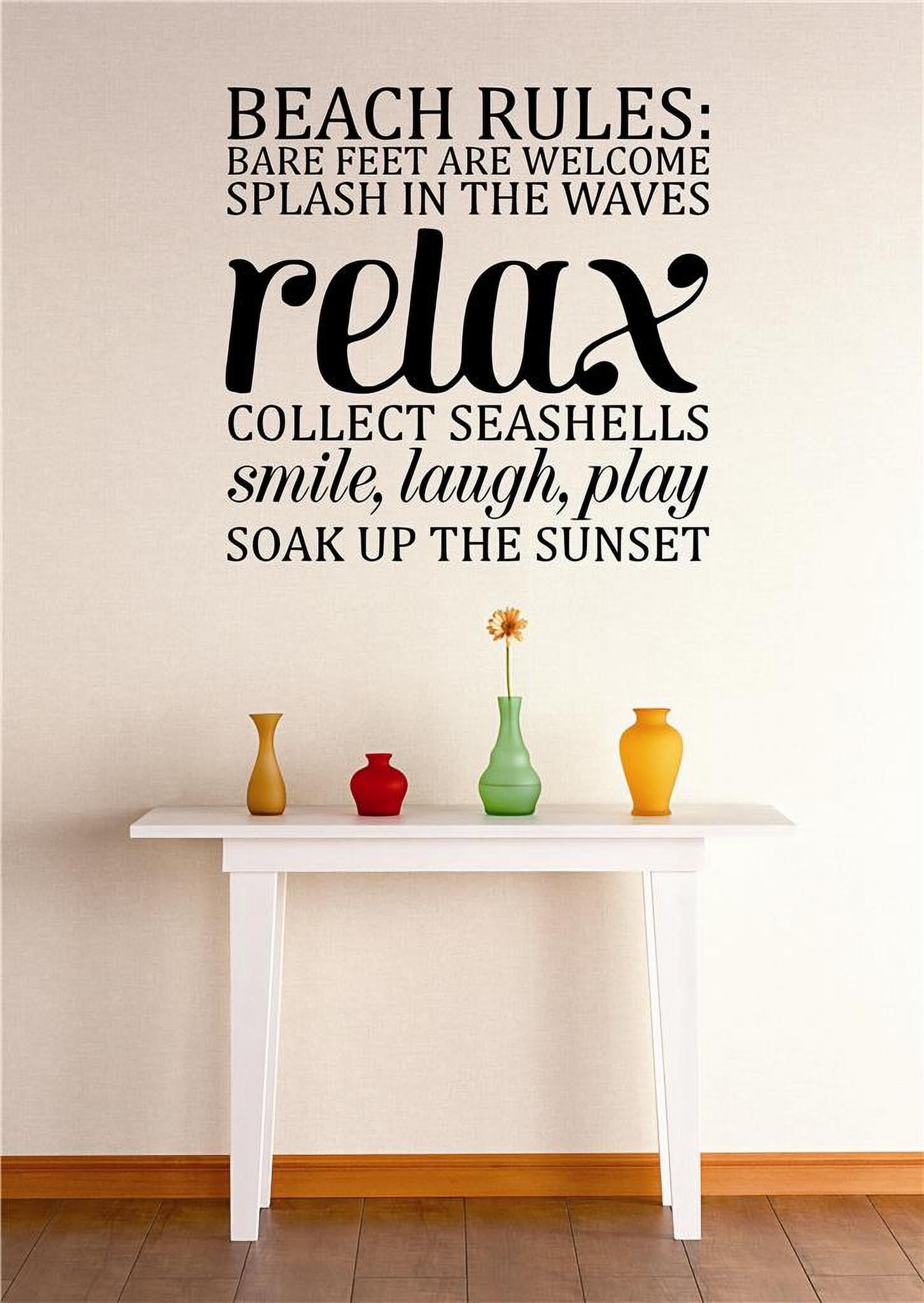 Custom Wall Decal Sticker : beach rules : Relax Bare Feet are welcome ...