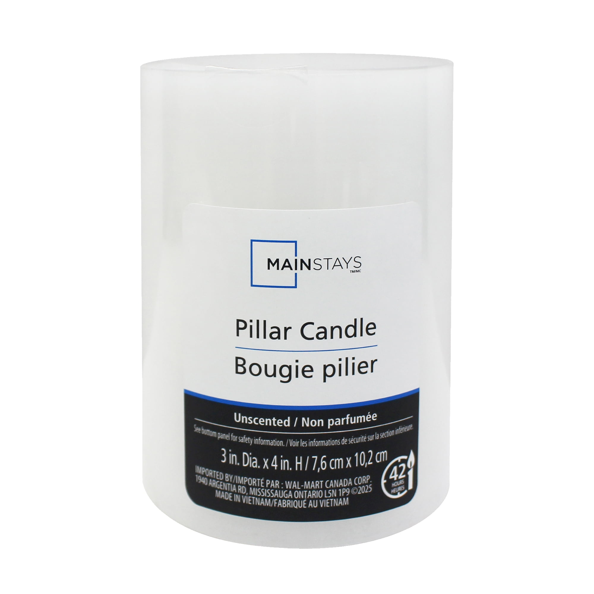 Click here for Mainstays Unscented White Pillar Candle 3 Dia X 4H prices