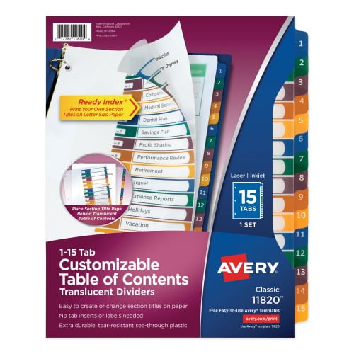 New Avery Customizable Table of Contents Ready Index Dividers with ...