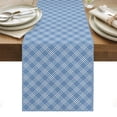 Light Blue Grid Table Runner, Modern Minimalist Classic White Lines ...