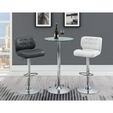 Vance Collection Kitchen Round Dining Table, Modern Glass Top Chrome ...