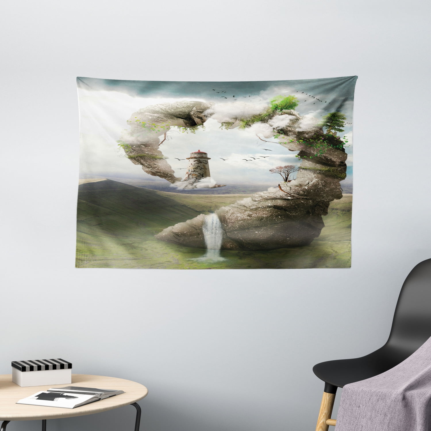 Fantasy Tapestry, Surrealistic Dreamland Natural Stoned Bridge to ...