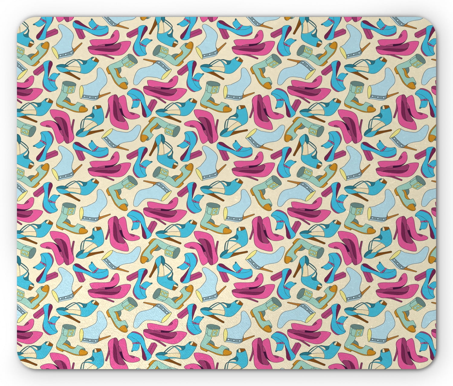 Fashion Mouse Pad, Colorful Feminine Doodle with Various Woman Shoes ...