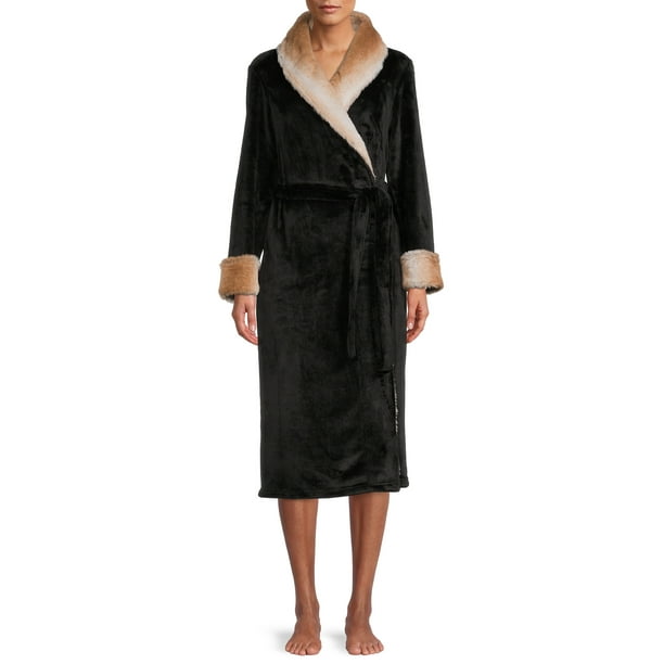 Secret Treasures Women’s and Women’s Plus Super Faux Mink Robe ...