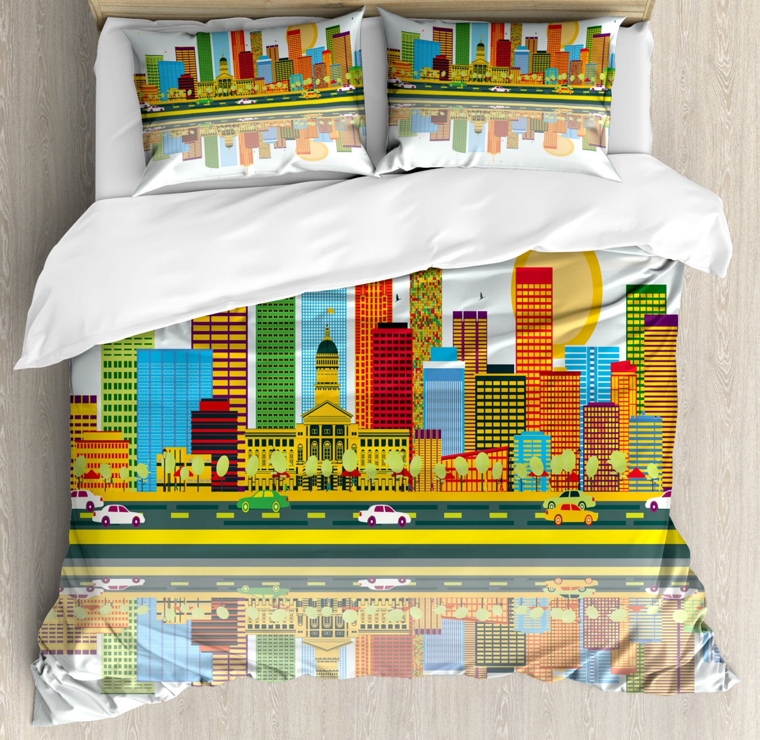 Colorado Duvet Cover Set Queen Size, Denver Skyline Big Old Town Mile ...
