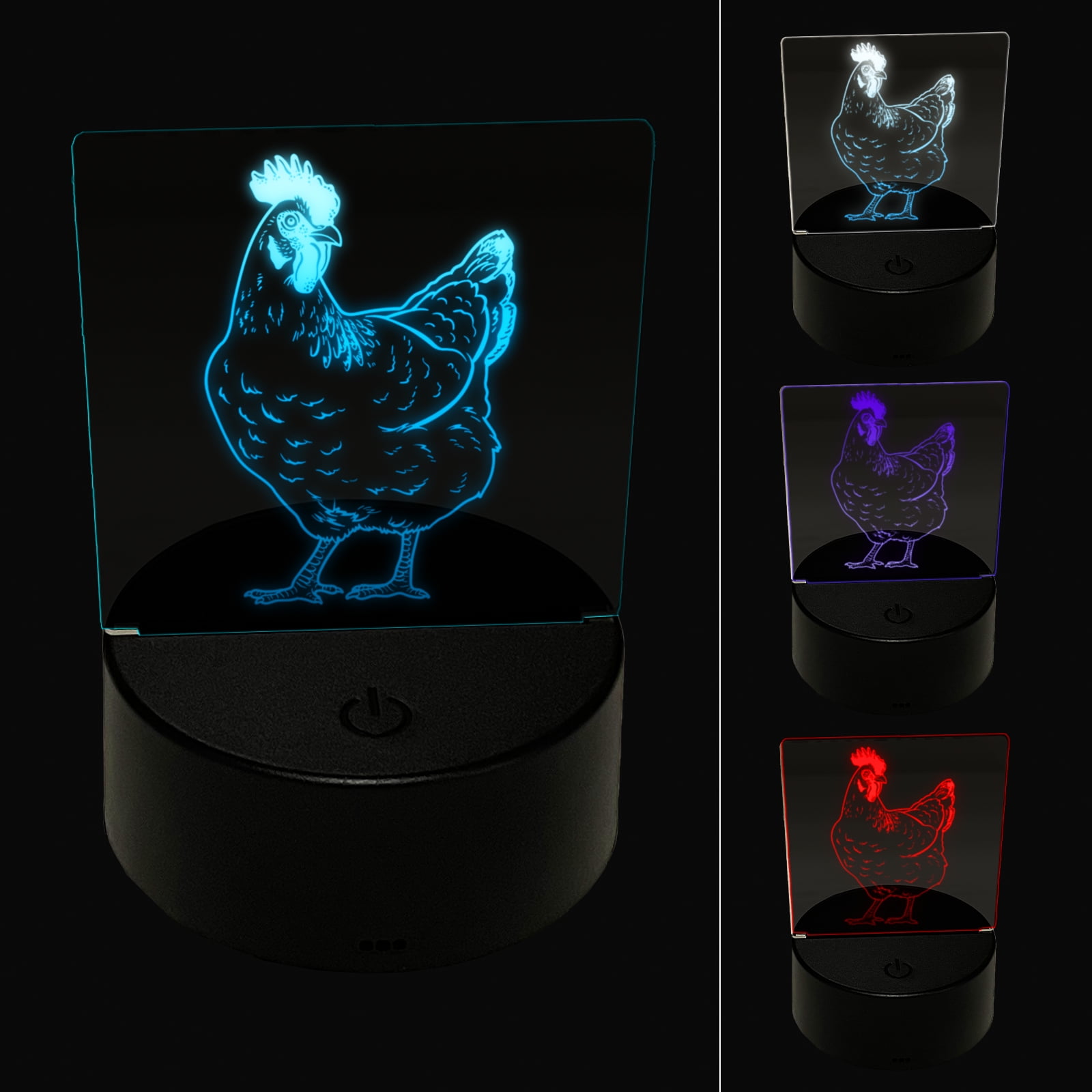 Curious Hen Chicken LED Night Light Sign 3D Illusion Desk Nightstand ...