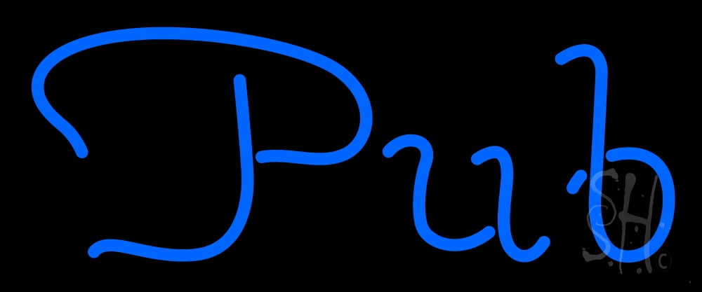 Cursive Pub LED Neon Sign 6 x 15 - inches, Clear Edge Cut Acrylic ...