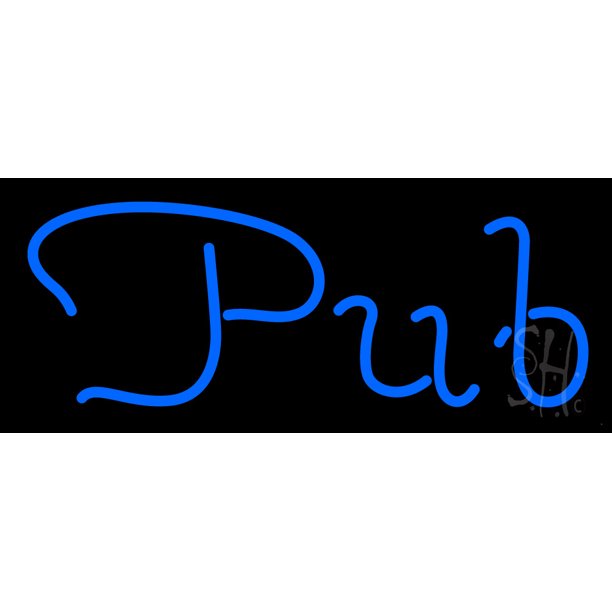Cursive Pub LED Neon Sign 6 x 15 - inches, Clear Edge Cut Acrylic ...