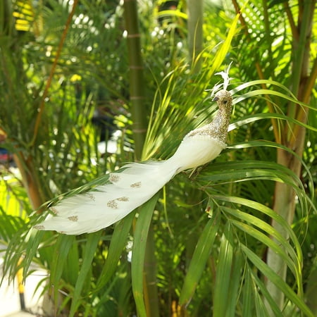 TB&W Glitter Simulation Peafowl Model Artificial Feathers Bird Home ...