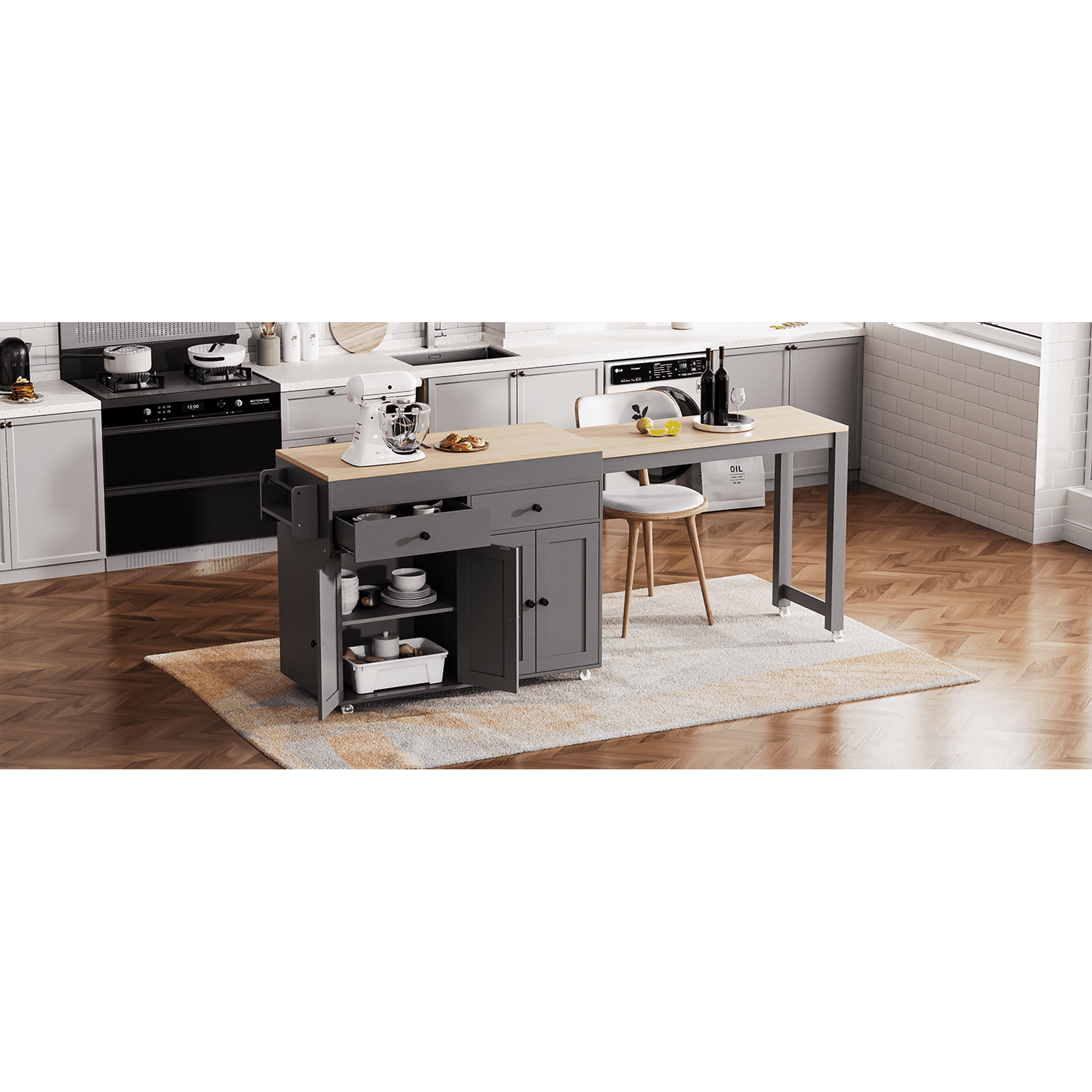 Click here for Canlux K & k 74.5 Inch Kitchen Island With Extenda... prices