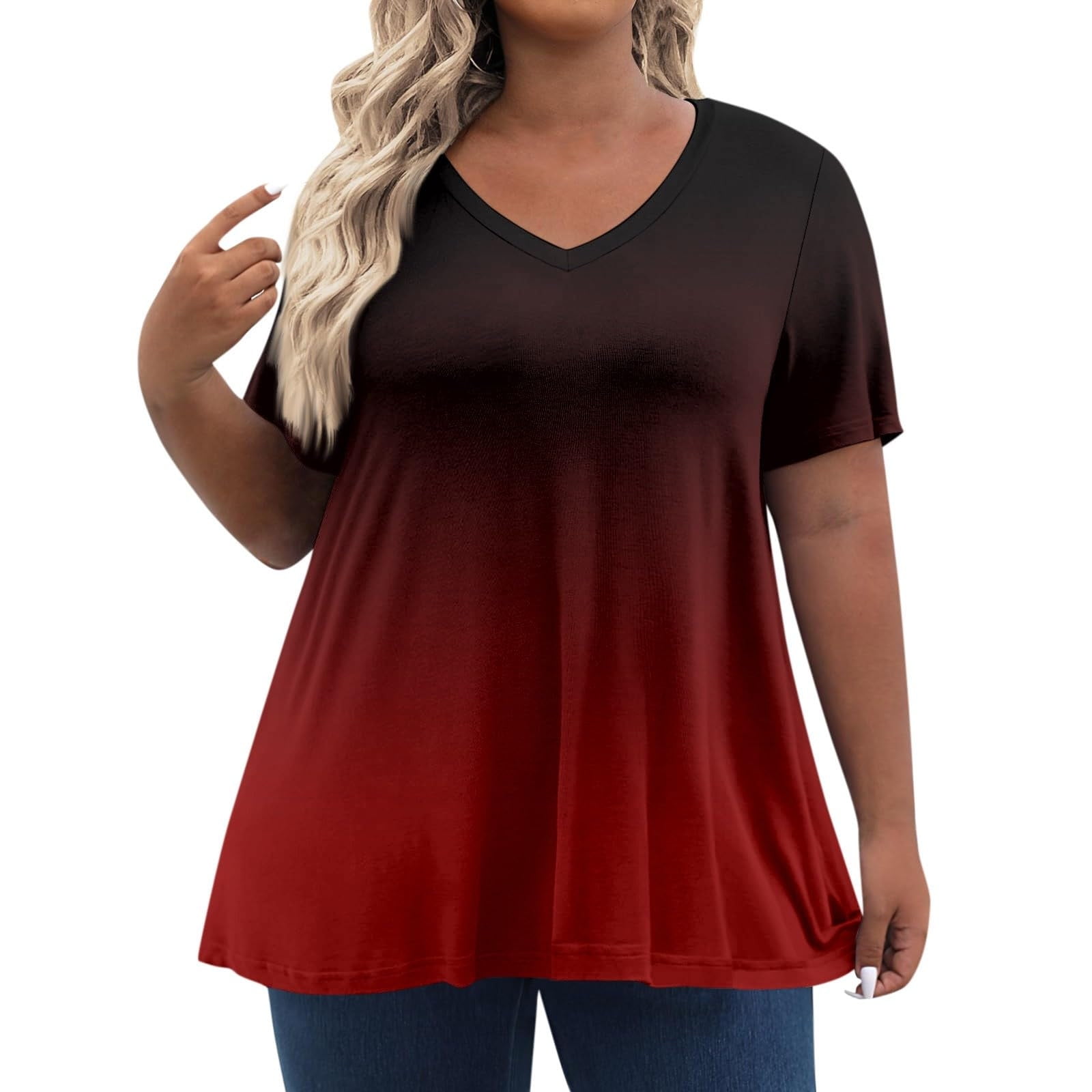 Click here for Fatyb Womens Plus Size Tops V Neck Casual Short Sl... prices