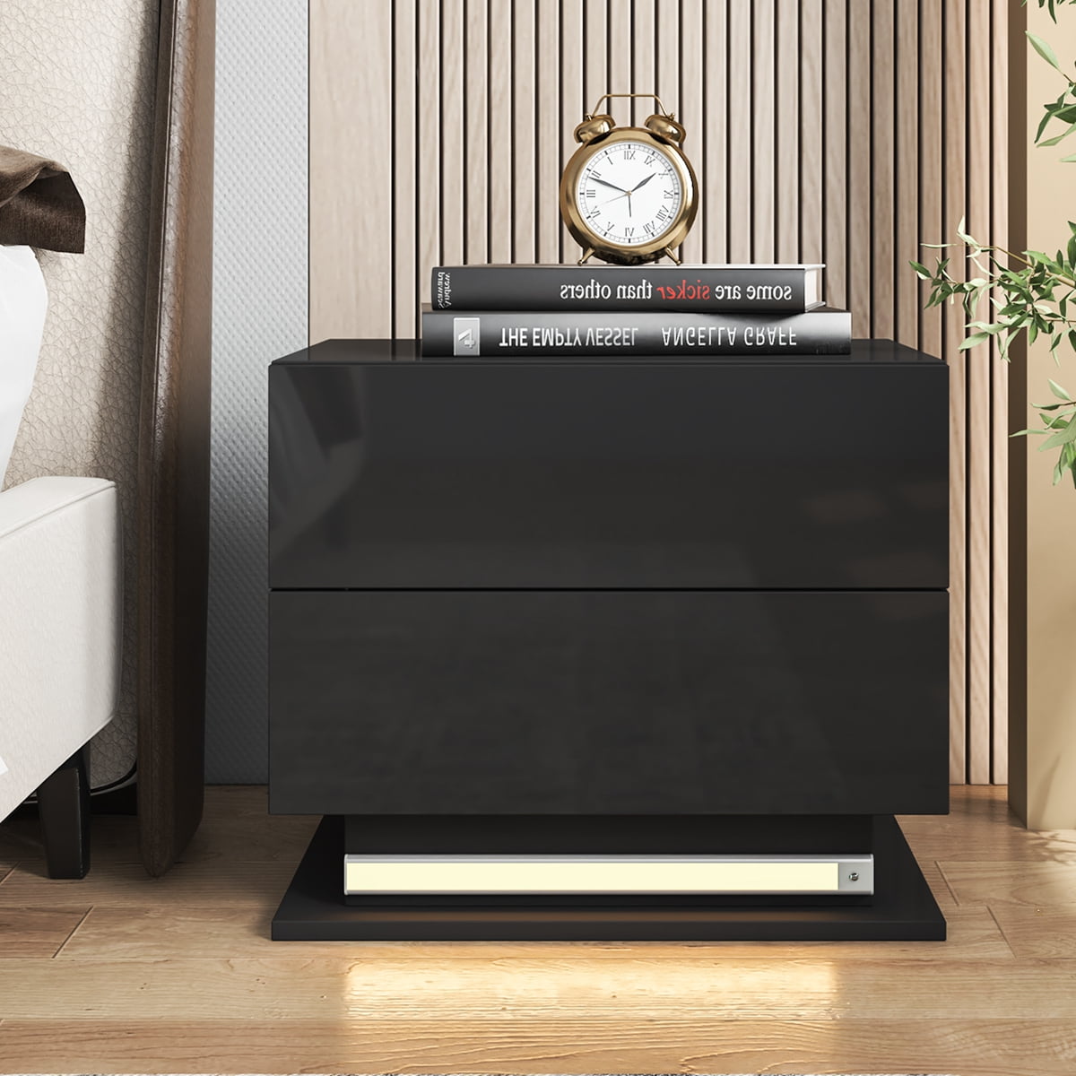Hommpa LED Nightstand with Auto Sensor Light Modern Night Stand 3-color ...